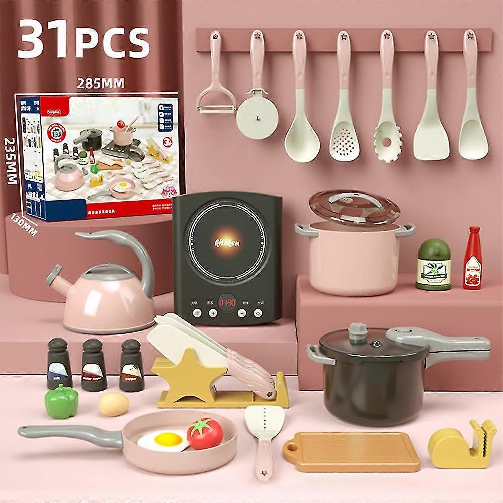31pcs Pretend Play Kitchen Accessories Set, Kids Cooking Toys Set ...