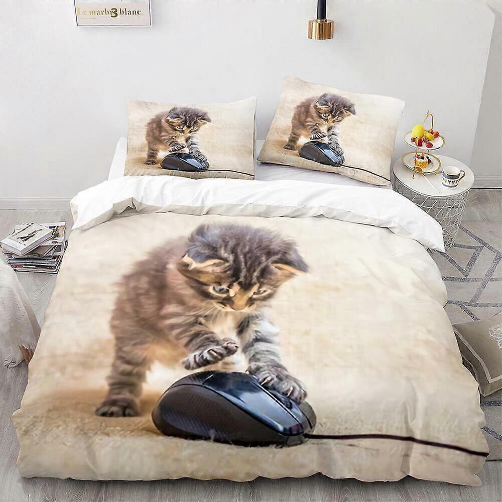 v4238 Bed Sheets Cute Cats Kitty Animal Print 3 Duvet Cover Set Soft ...
