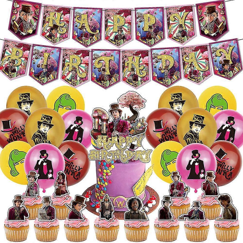 Wonka Theme Party Supplies Birthday Decorations Banner Balloons Kit ...