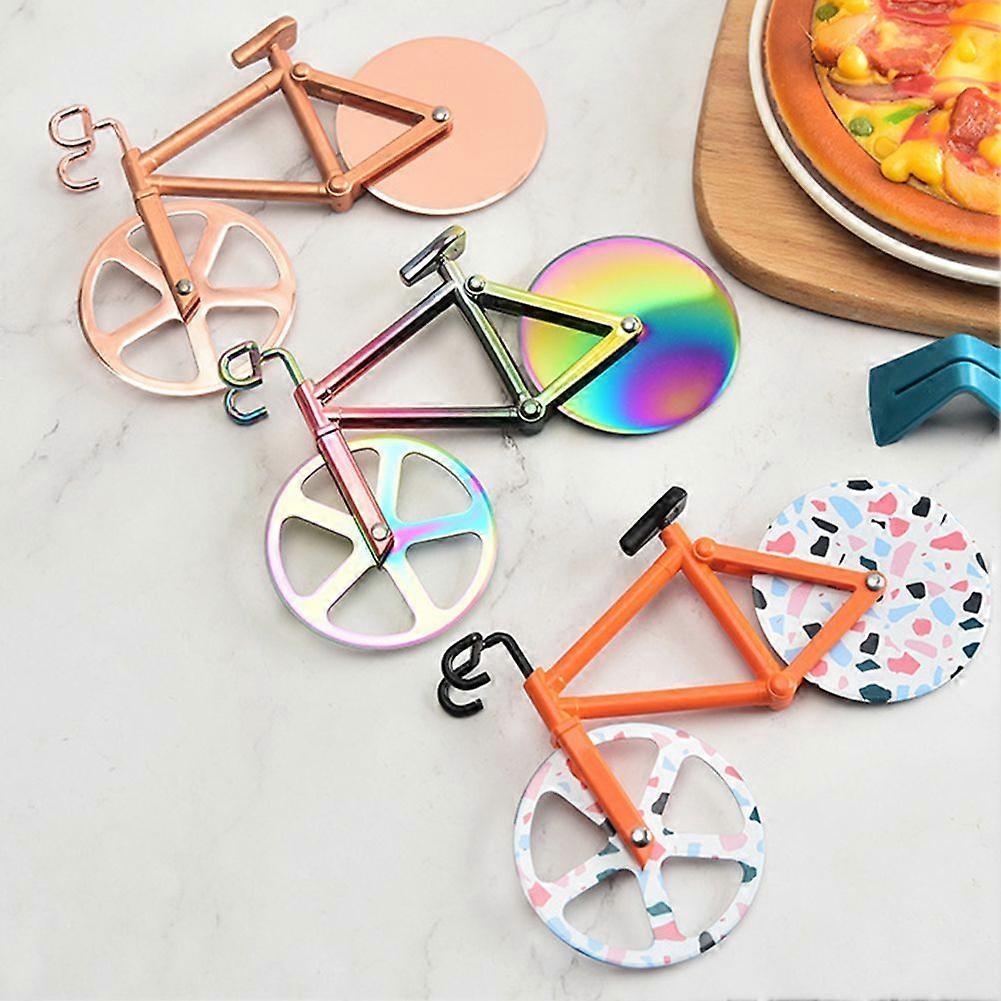 Bicycle Pizza Cutter, Creative Pizza Slicer with Dual Stainless Steel ...
