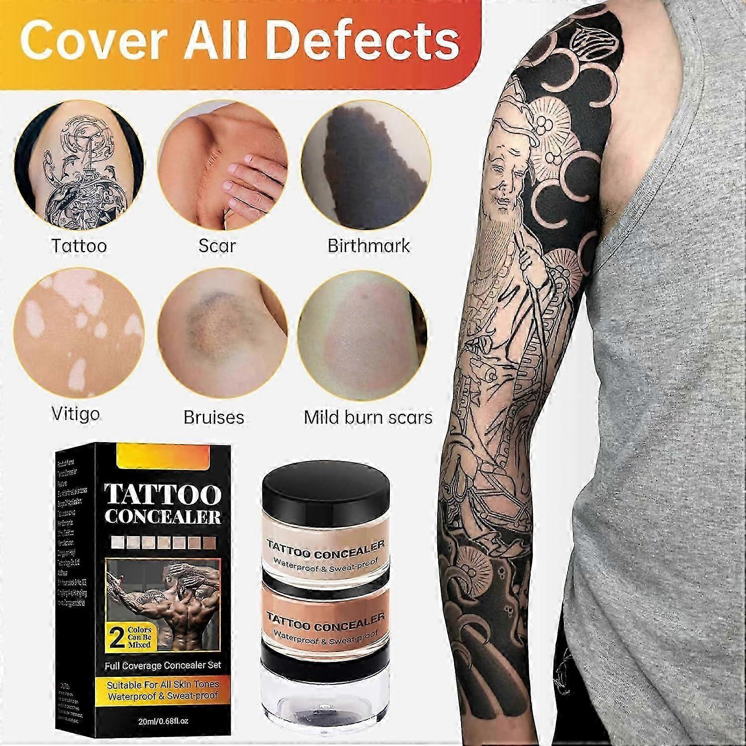 Tattoo Cover Up Makeup Waterproof, 2 Colors Tattoo Concealer ...