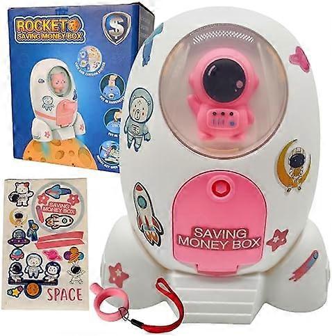 Astronaut Rocket Ship Piggy Bank with Key & Stickers, Astronaut ATM ...