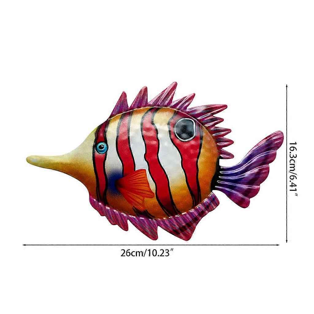 Outdoor Garden Crafts Pendant Wrought Iron Fish Wall Hanging Art Craft ...