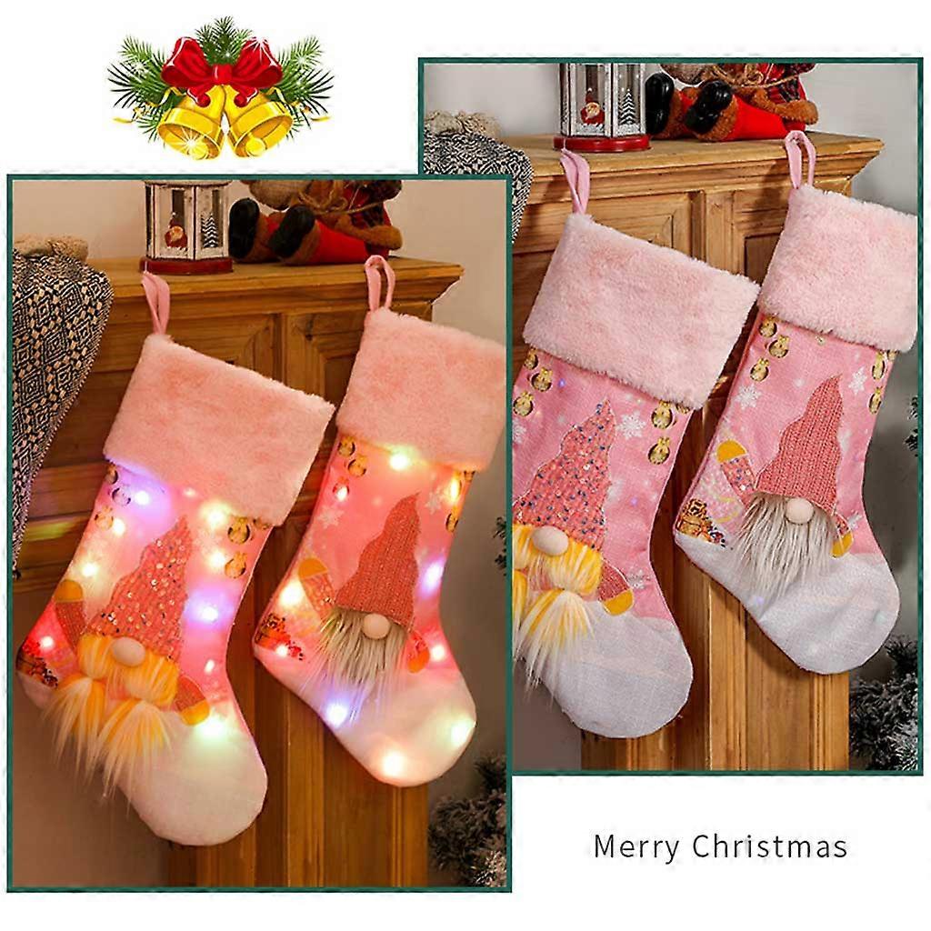 Christmas Stockings with LED Light Xmas Stockings Decoration 19" 3D ...