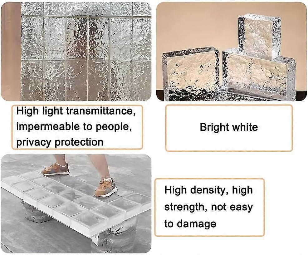 Highly transparent ice crystal texture glass brick, solid double-sided ...