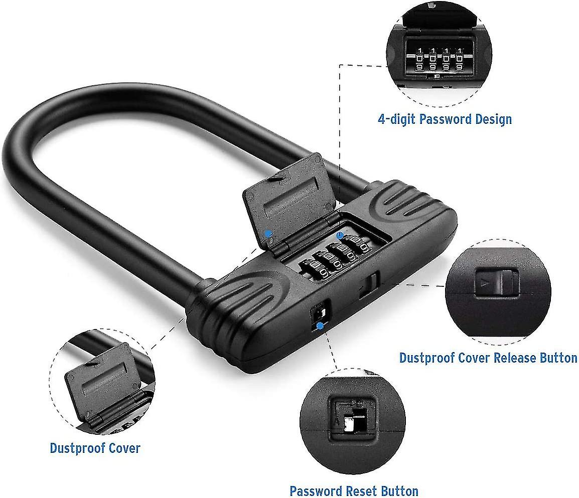 Bicycle U-shaped Lock, 16mm Bicycle Lock, Heavy-duty Combination ...