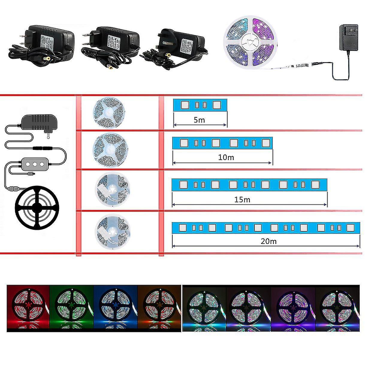 Bluetooth Led Strips 15 Meters - Rgb Lighting With Remote Control Smd ...