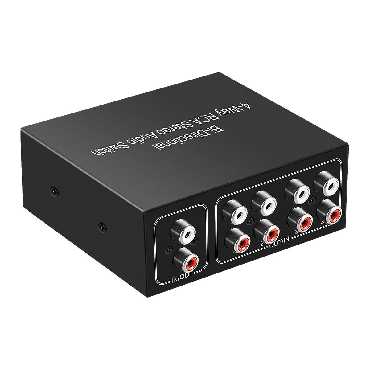 4 Ports Bi-Directional R L RCA Audio Switcher Box Audio Rotary Switch ...