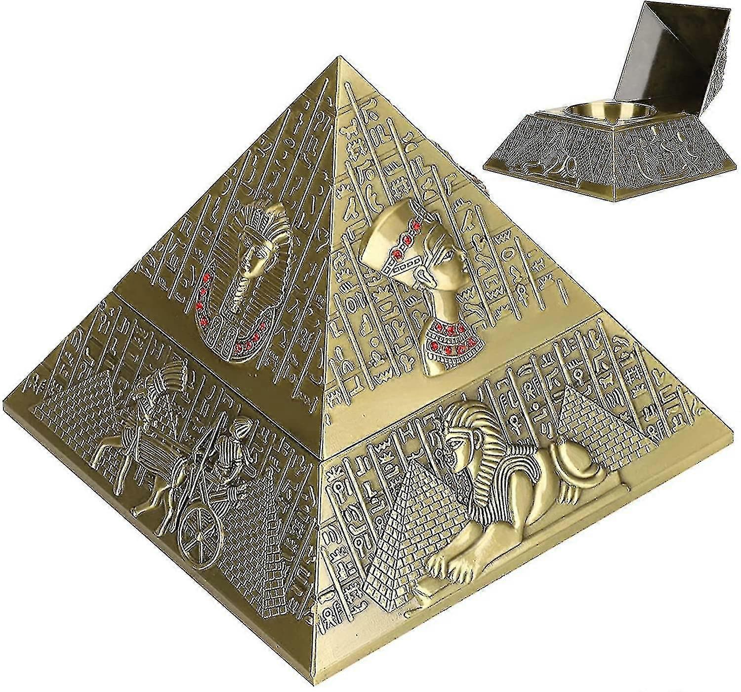 Egyptian Pharaoh Metal Pyramid Statue, Vintage Ornament Decoration ...