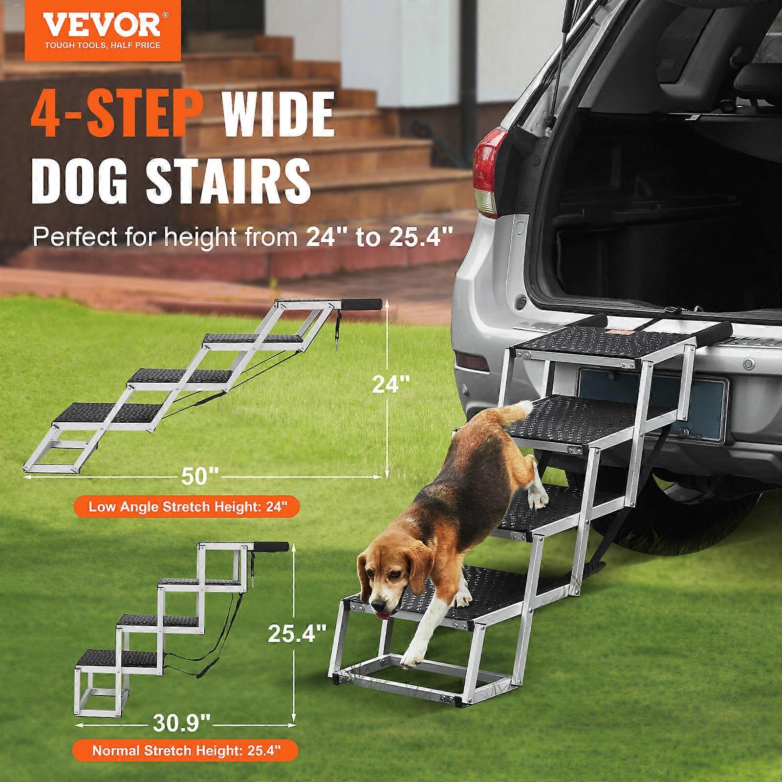 Dog Stair for Cars, Wide 4-step Dog Car Steps, Portable Pet Steps ...