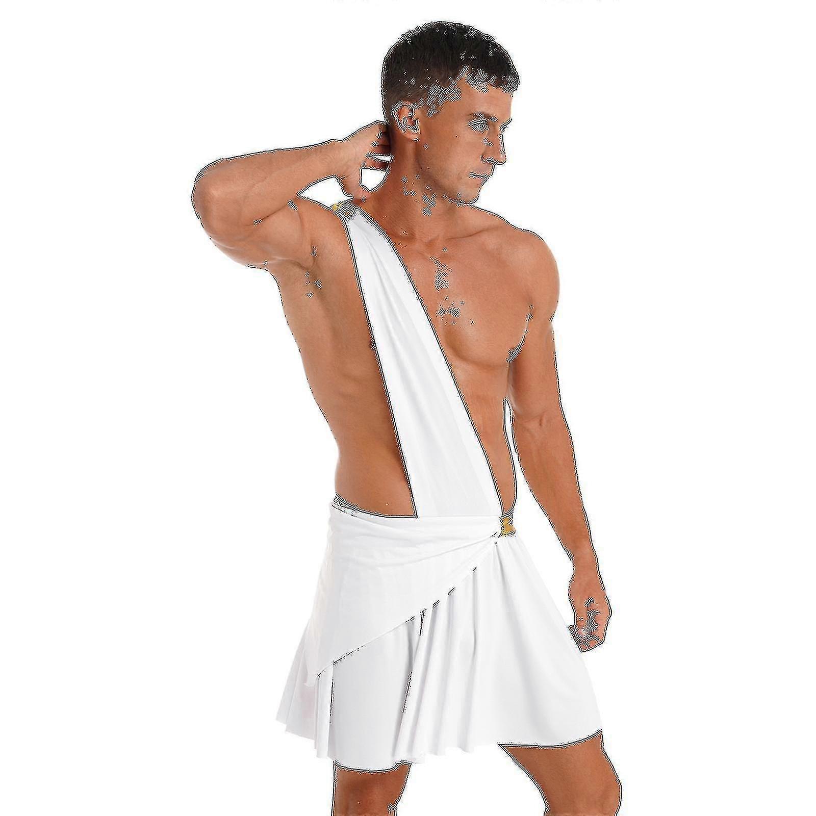 Ancient Greek God Gladiator Costume Mens One Shoulder Strap Gladiator ...