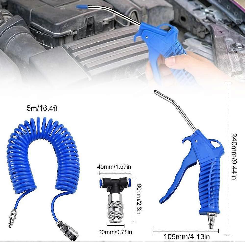 Air Blow Gun With 5m Spiral Compressed Air Hose, Compressed Air Blow ...