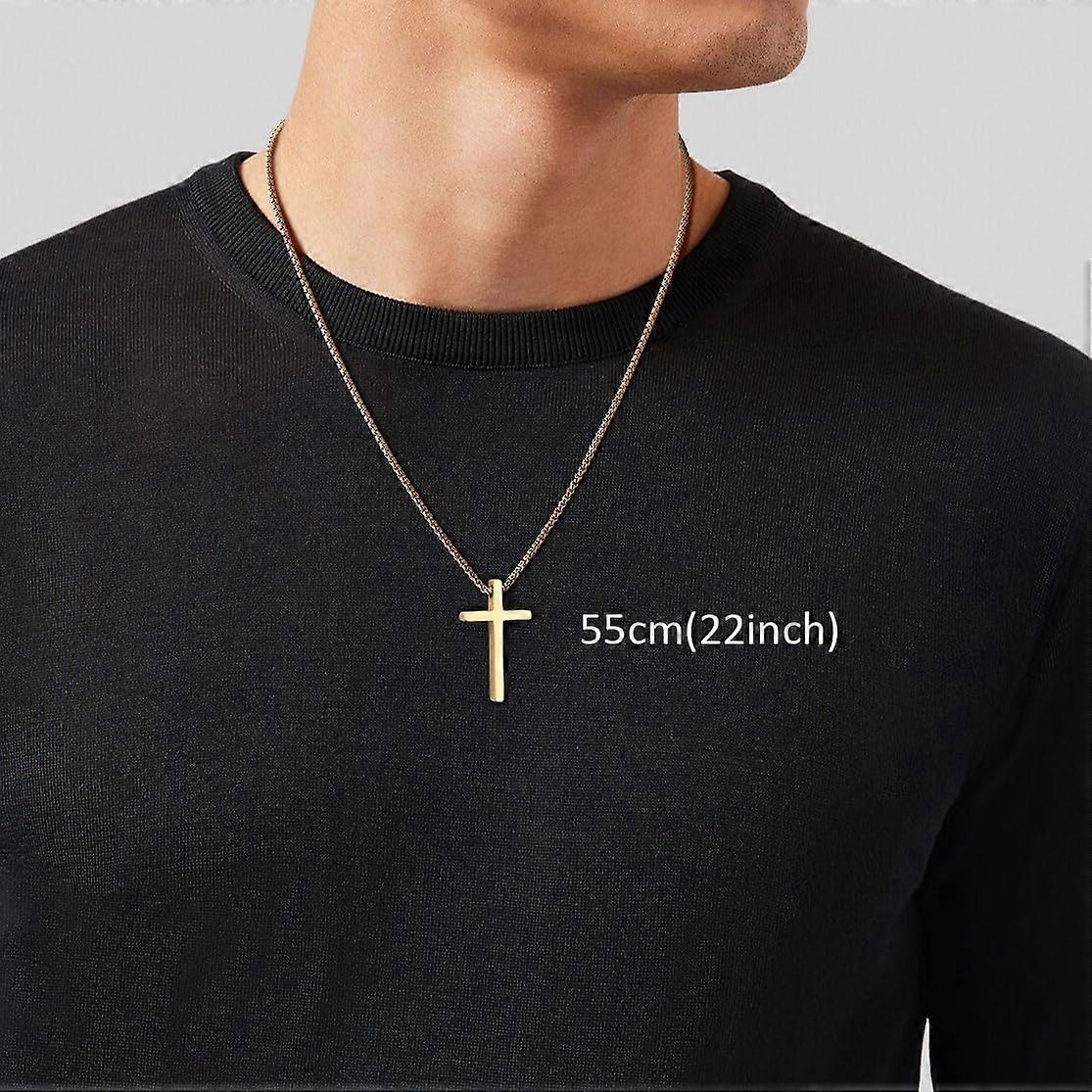 Christian Cross Necklace for Men, Silver Black Gold Stainless Steel ...