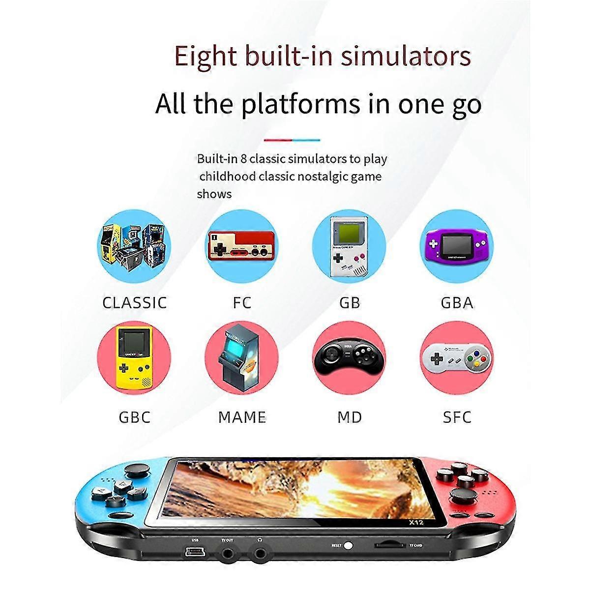 X12 Handheld Video Game Console 8gb 3000 Classic Games 5.5 Inch Screen ...