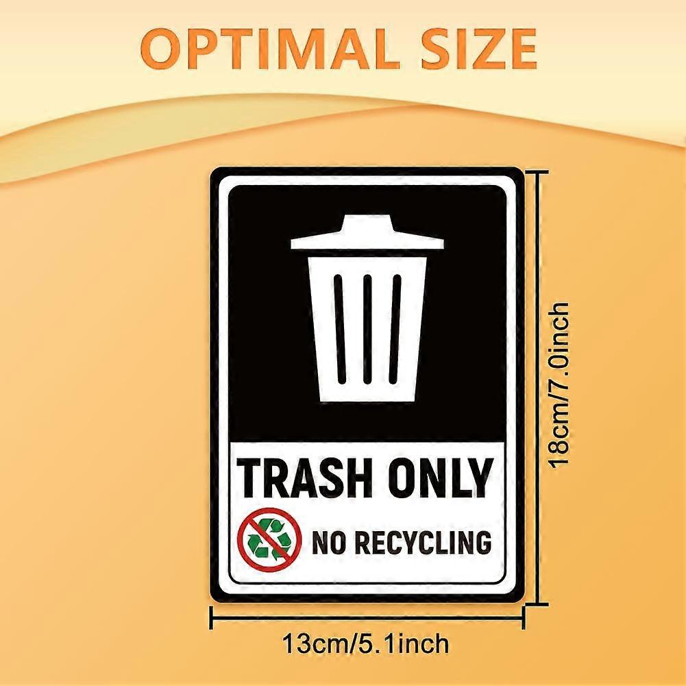 10Pcs Trash Only Adhesive Sign Sticker Trash Only Sign Recycling ...