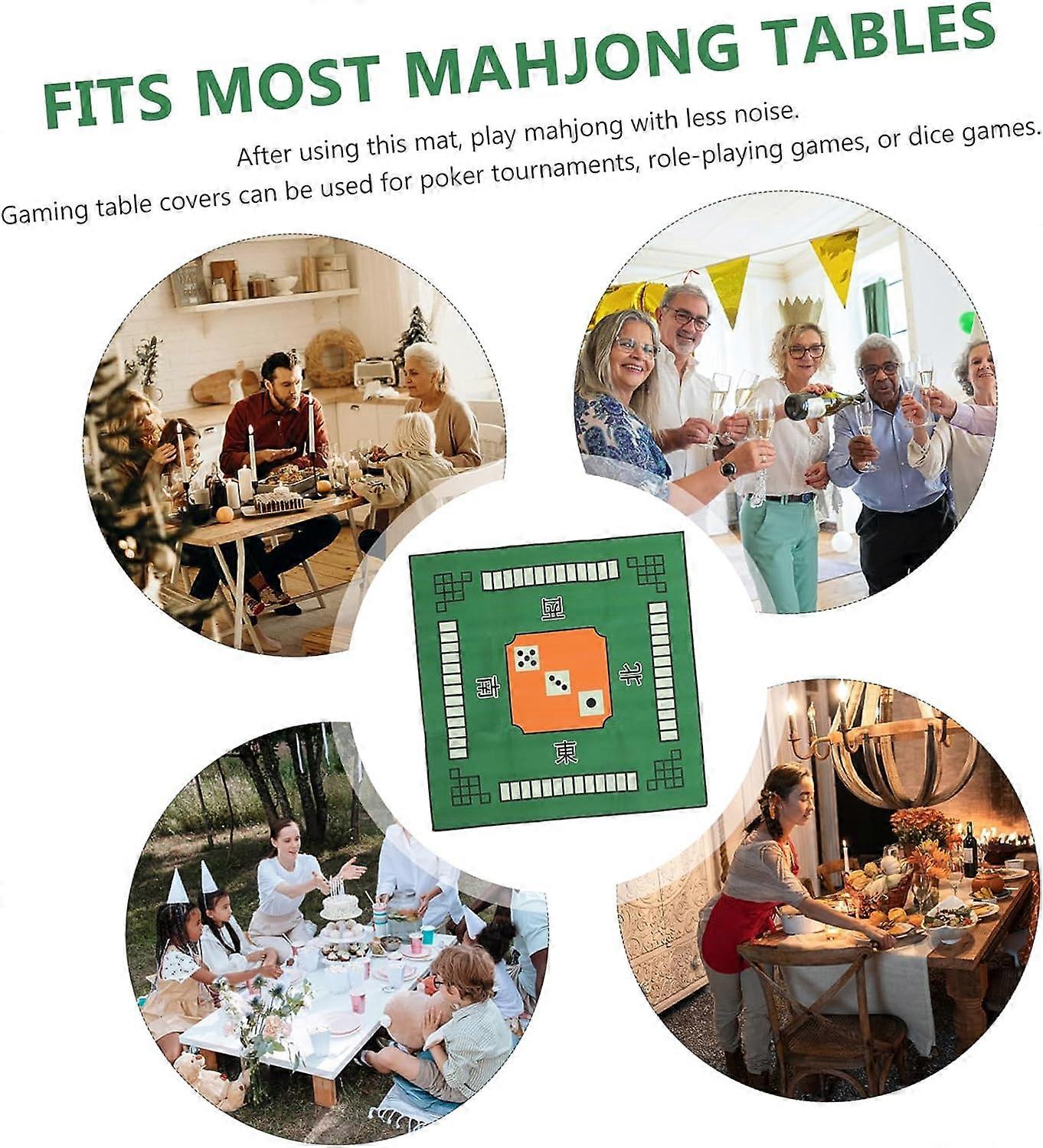 Mahjong Tablecloth Card Protector Sleeves Gaming Desk Decor Green Tile ...