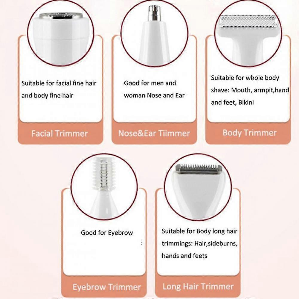 Women Bikini Trimmer, 5 In 1 Woman Electric Shaver, Rechargeable ...