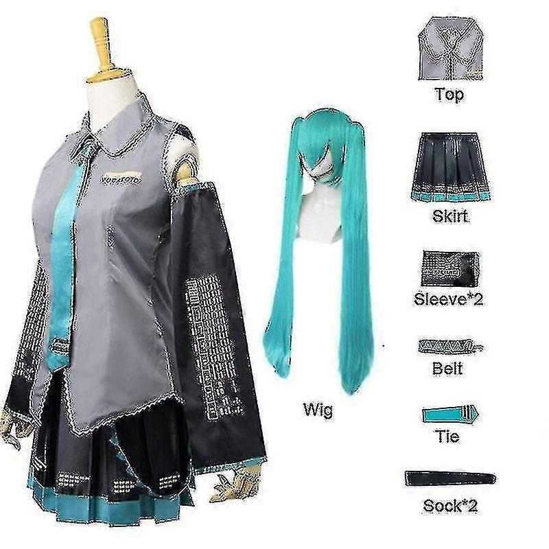 Vocaloid Miku Cosplay Wig Costume Japan Midi Dress Beginner Future Miku ...