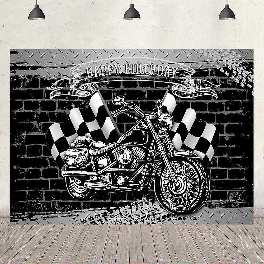 5x3ft Motorcycle Birthday Party Backdrop Photography Cool Black ...