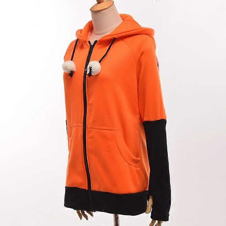 Animal Fox Ear Cosplay Costumes Hoodie Coat Warm Orange Sweatshirt ...