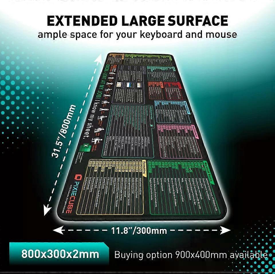 Excel Shortcut Keys Mouse Pad, Extended Large XL Cheat Sheet Gaming ...