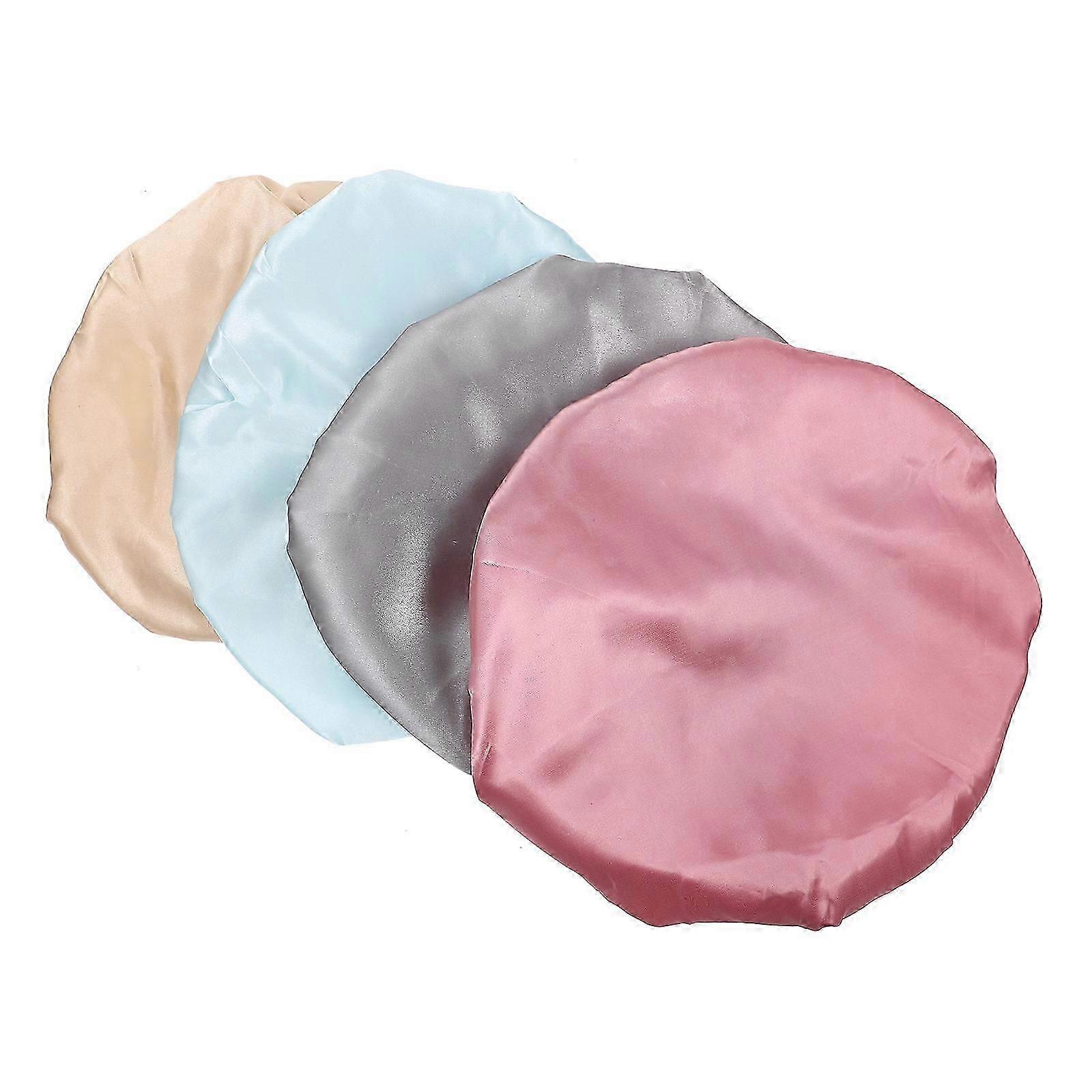 Sky Blue Plastic Shower Cap Washable Round Shape For 4set | Fruugo UK