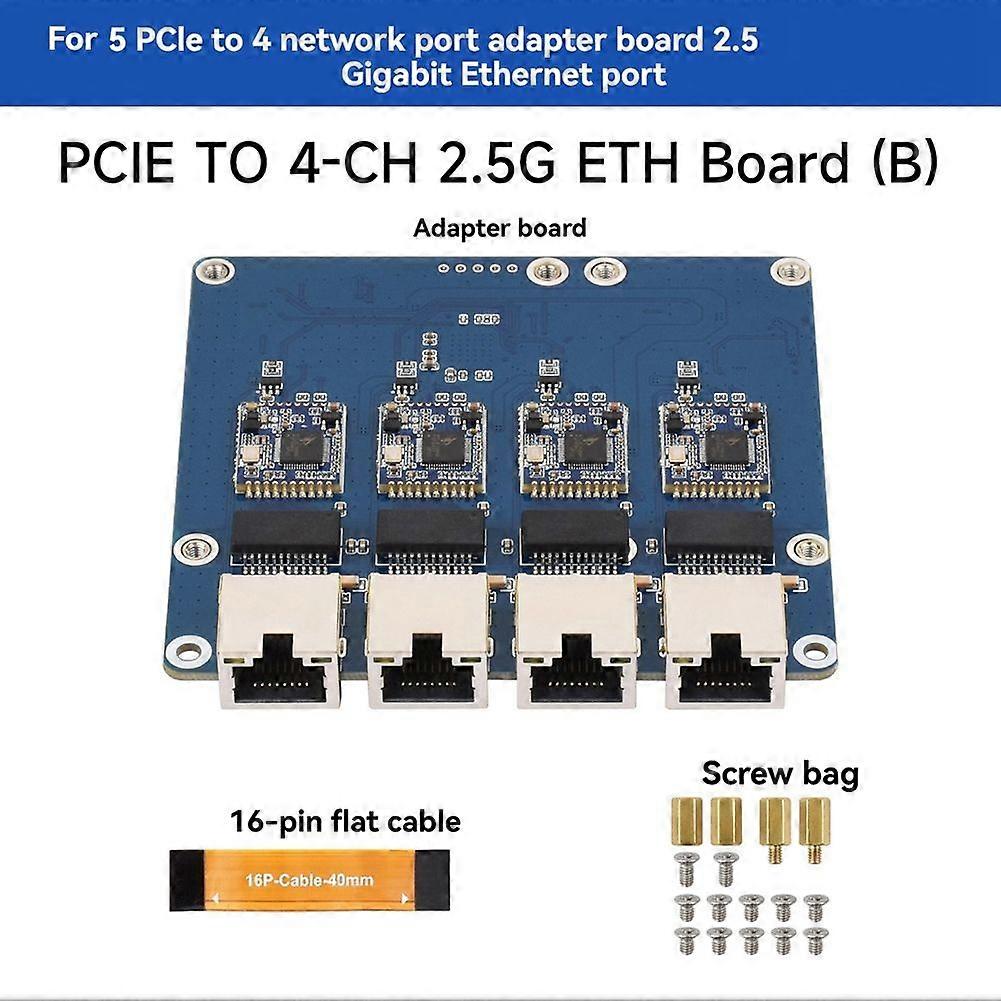 PCIe to 4-Channel Ethernet Adapter Board for Raspberry Pi 5 Driver-Free ...