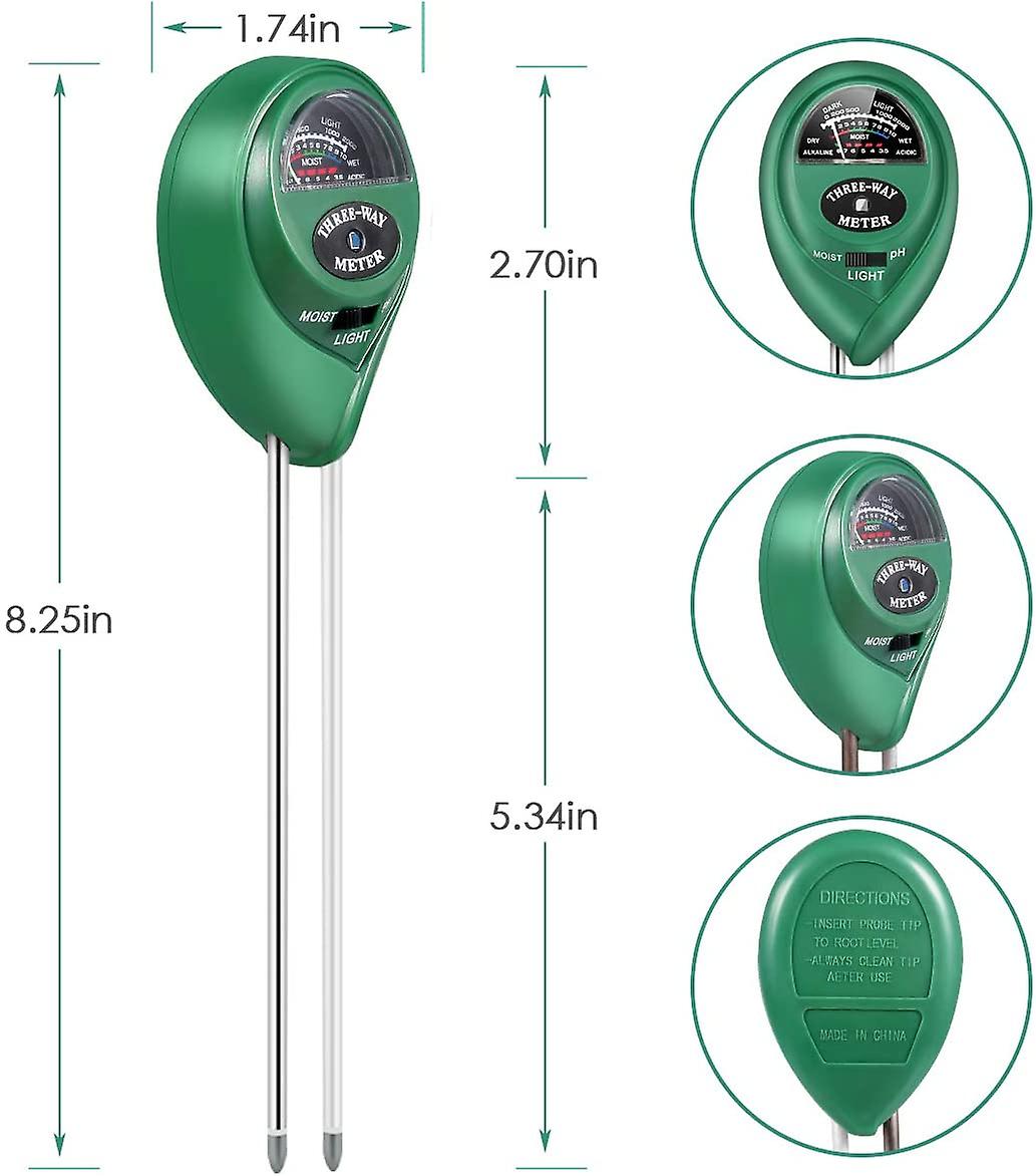 Medidor de ph del suelo, probador de suelo 3 en 1, probador de ph de suelo digital, kit de ...