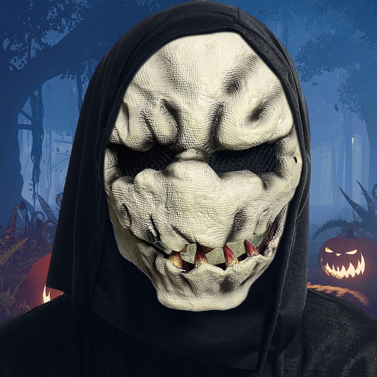 Demon Face Cover Moving Jaw Scary Comfortable Wear Realistic Anti-fade ...