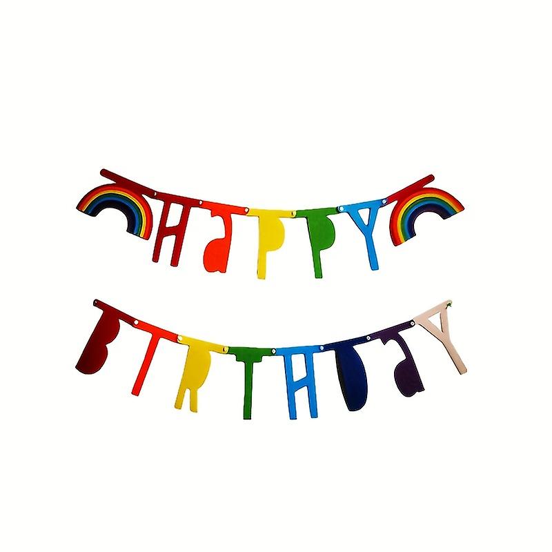 1pc nieuwe vilten regenboog gelukkige verjaardag brief banner pull vlag ...