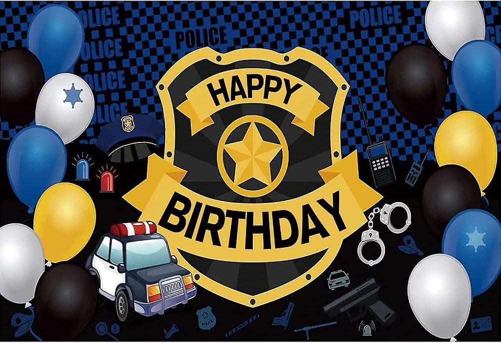 7x5ft Happy Birthday Photography Backdrop Police Theme Boys 1st ...