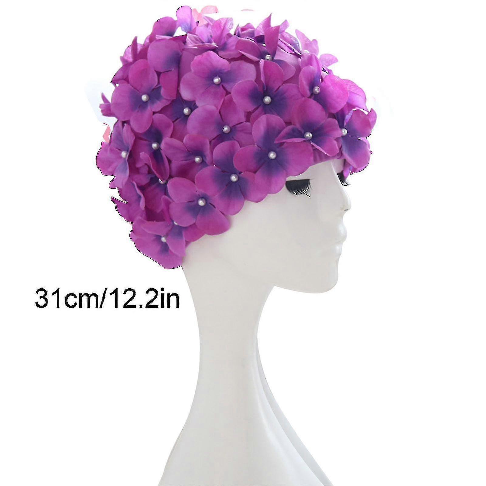 Women Swim Cap Petal Retro 3d Floral Swimming Hat Lady Flowers Bathing ...