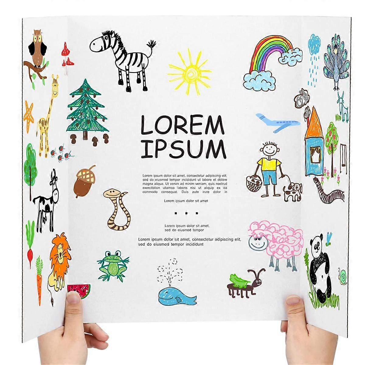 4 Pcs Trifold Poster Board, White Poster Board Comes with Sticky ...