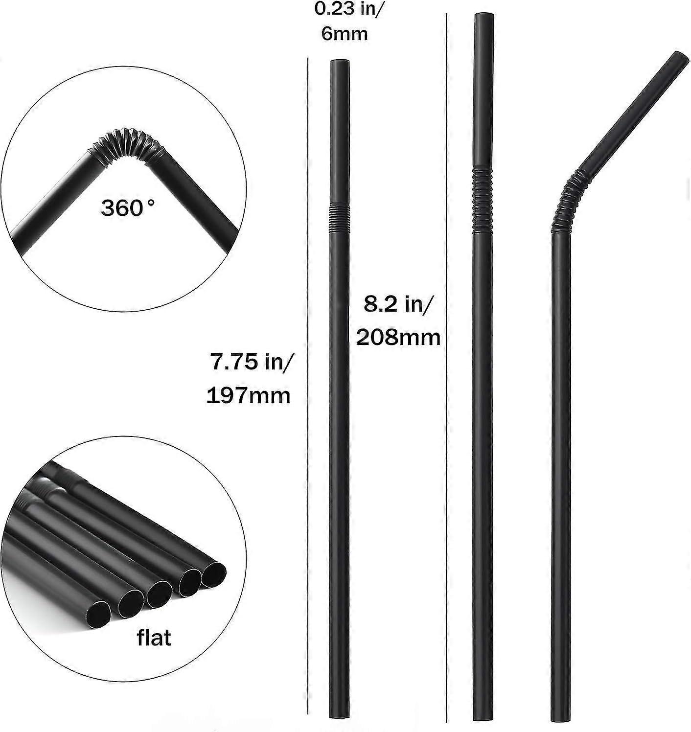 500-Pack Black Flexible Drinking Straws, Plastic Disposable Bendy ...