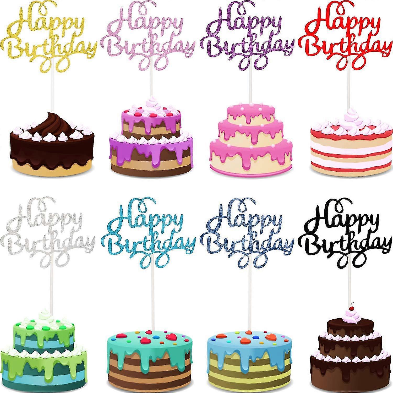 48 Pieces Birthday Cake Toppers Happy Birthday Cake Topper Picks ...