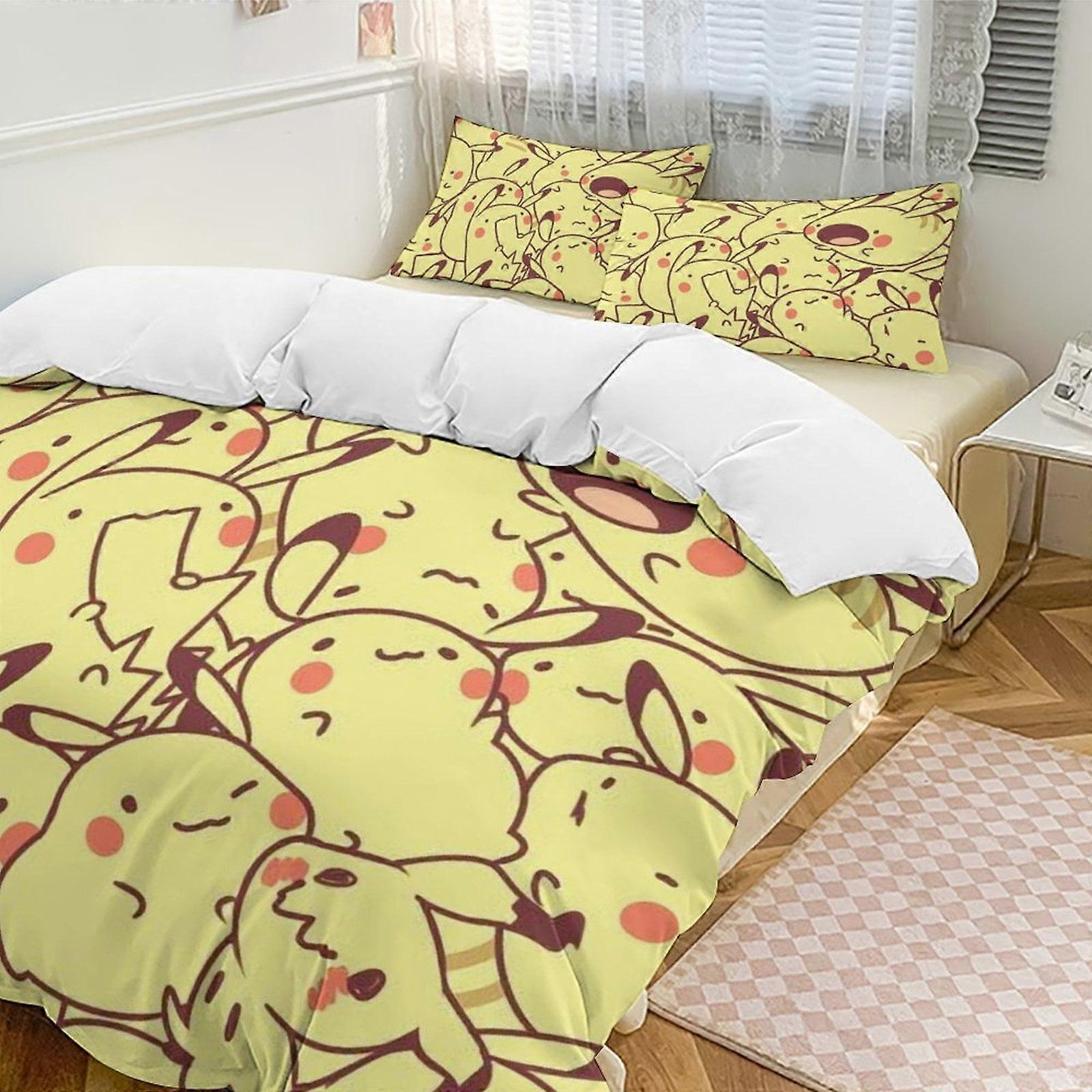 Bedding set GD525 Pikachu Bed Duvet Cover Funny Anime Cartoon Bedding ...