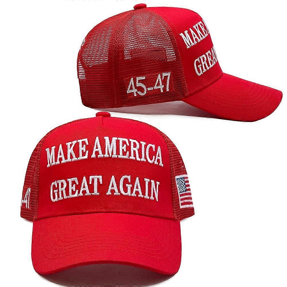 Trump 2024 Maga Red Mesh Hat 45-47 Czapka z daszkiem Uczyń Amerykę ...