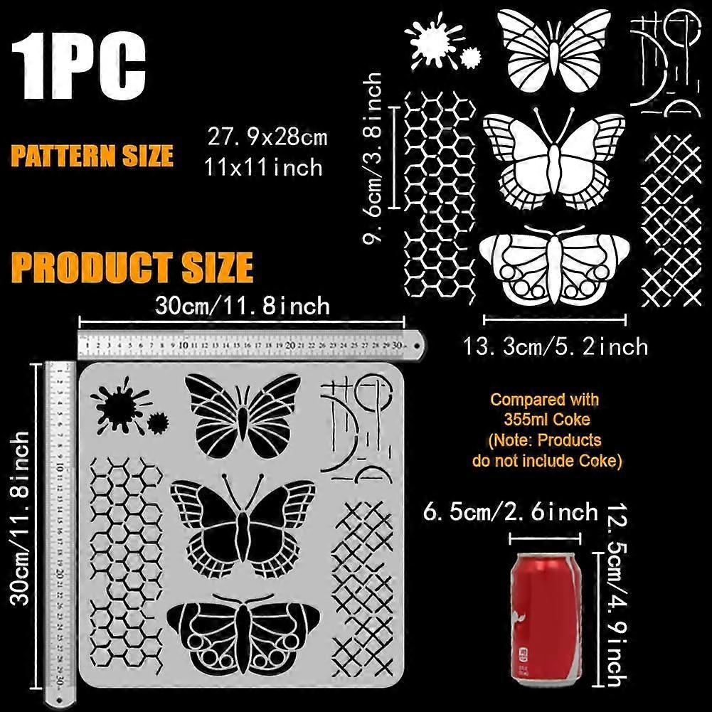 Butterfly Texture Painting Stencil 11.8x11.8 inch Butterflies Stencil ...