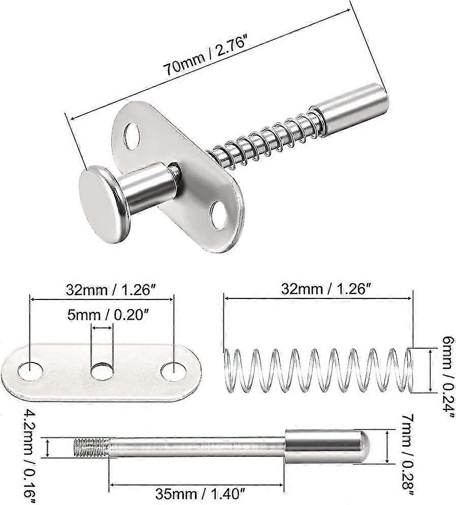 Plunger Latches Spring-loaded Stainless Steel Spring 60mm-70mm Total ...