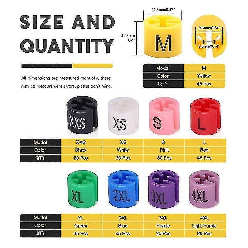 1 Box 450 Count Snap Retail Hanger Size Markers Clothing Labels Xxs to ...