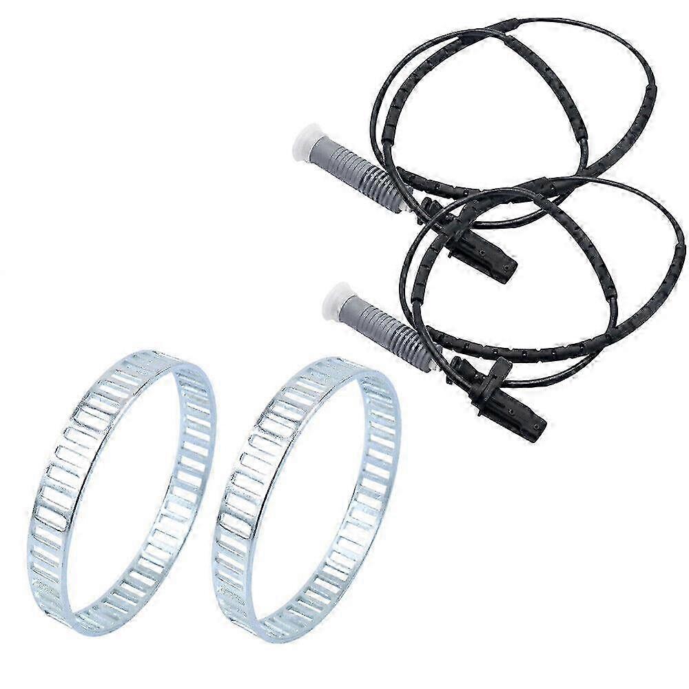 2x ABS SENSOR + 2x REAR ABS RING FOR BMW 1-SERIES E81 E87 3-SERIES E90 ...