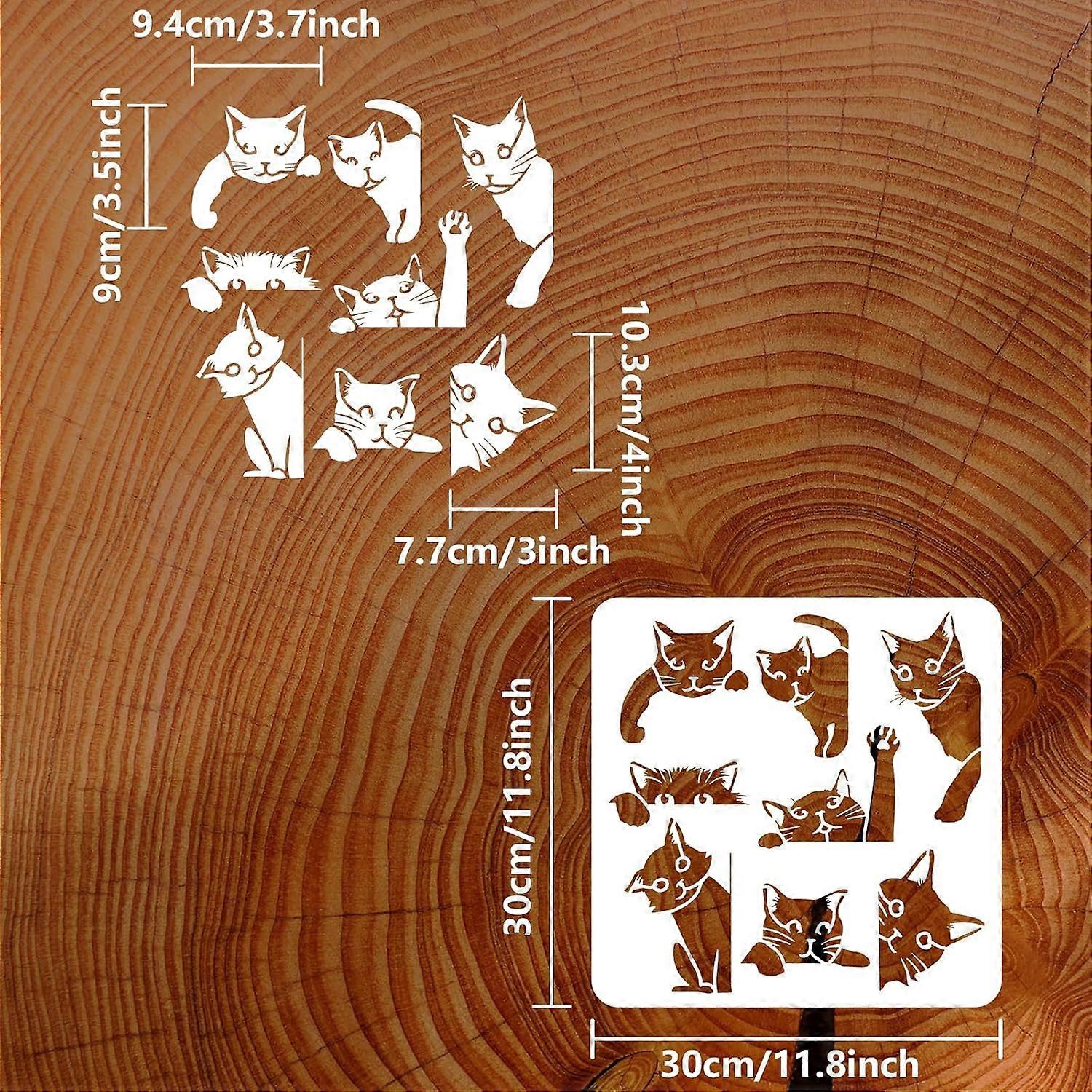 Black Cat Painting Stencil 11.8x11.8inch Large Cute Cats Stencil for ...