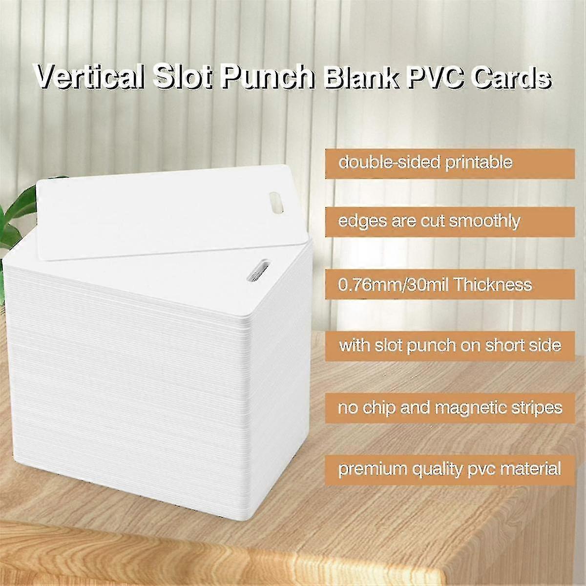 100 Pack Premium Blank PVC Cards with Slot Punch on Short Side ...