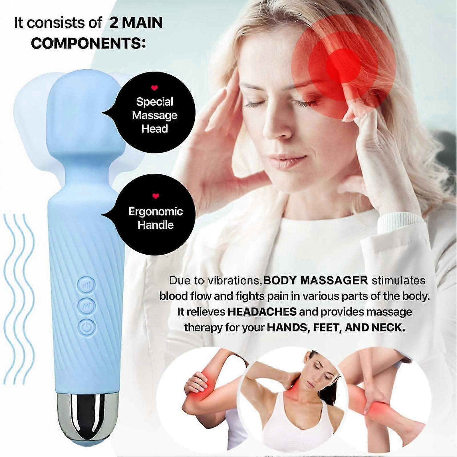 Body Massager Ergonomic Handle Waterproof Coating 8 Speeds 20 Modes ...