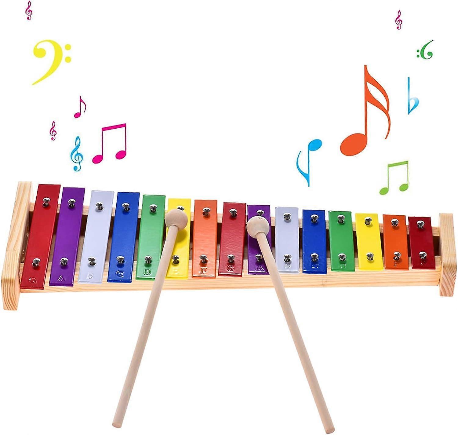 Colorful Xylophone 15 Tones Rainbow Button Xylophone with 2 Mallets ...