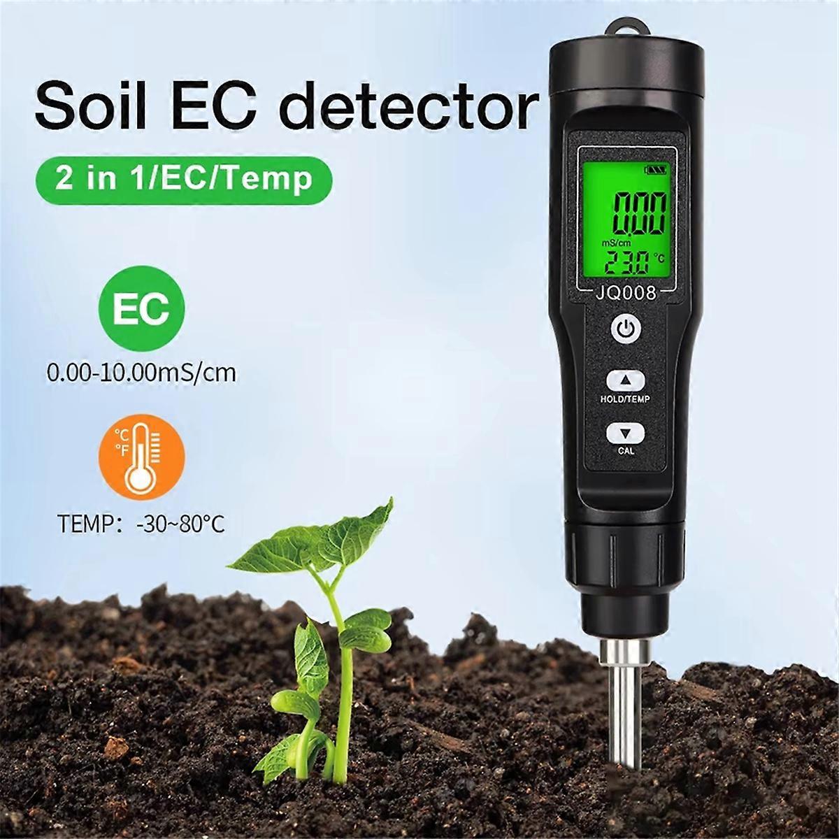 LCD Digital Soil EC Tester Thermometer 0.00-10.00mS/cm Backlight ...