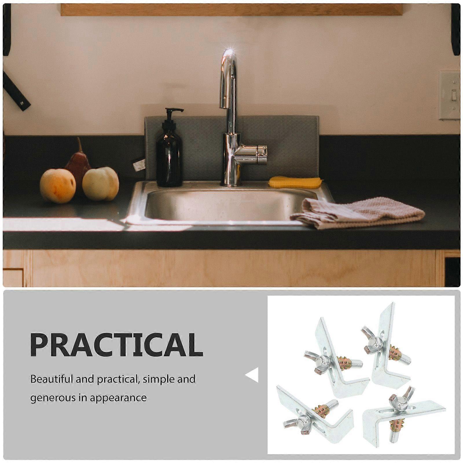 4pcs Heavy-Duty Sink Mounting Brackets Undermount Basin Clips Sink ...