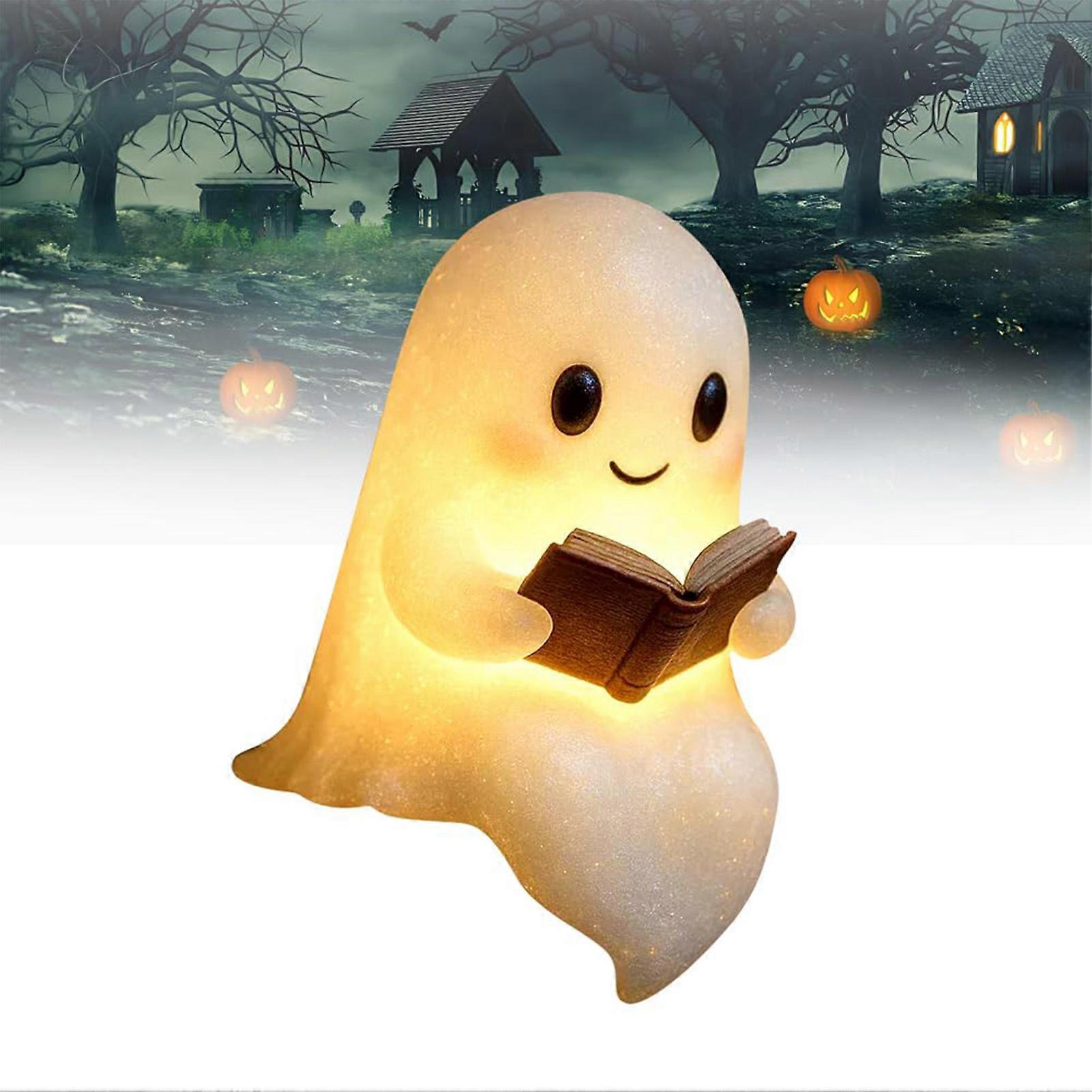 Halloween Ghost Reading Book Lamp 3D LED Warm Light Nightlight Ghost Figurines | Fruugo UK