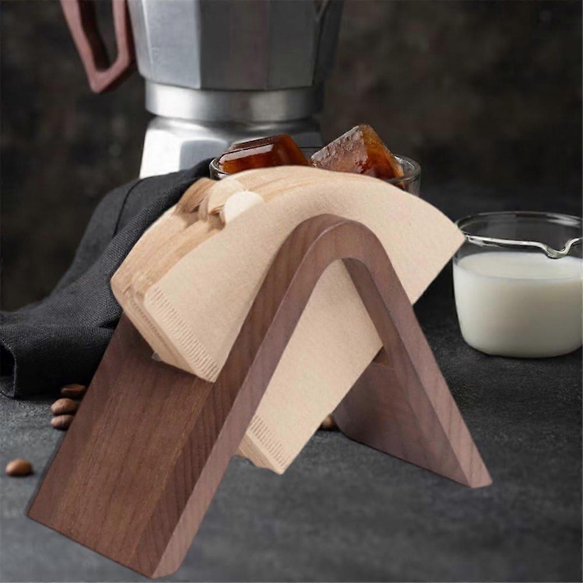 Coffee Filter Holder, Wooden Cone Coffee Paper Storage Rack, Coffee ...