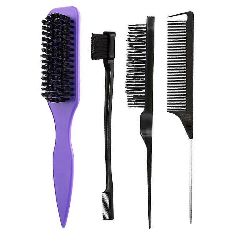 Boar Bristle Slick Back Hair Brush for Sleek Ponytail Bun & Smoothing ...